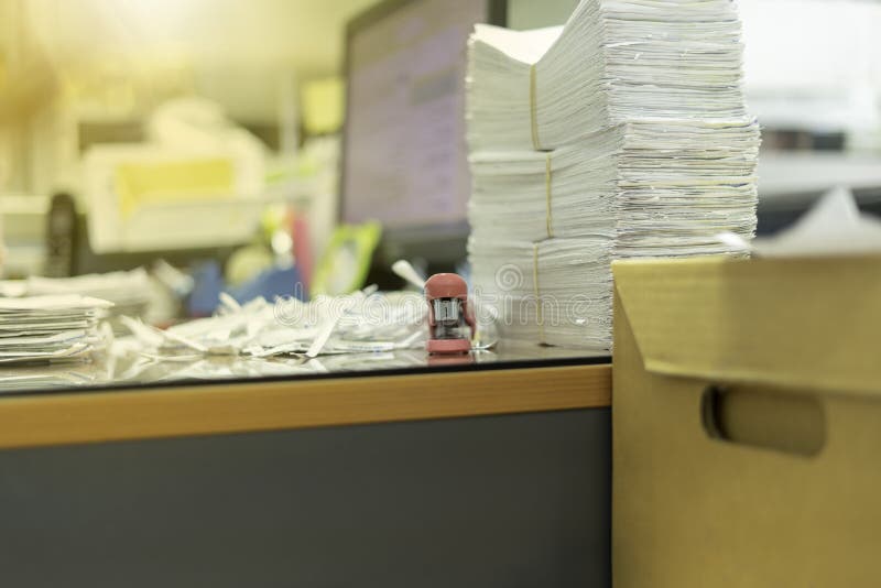 Stack of White Paper or Documents on Desktop in Office. Stock Image ...