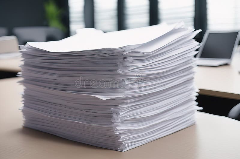 Stack of White Paper and Documents on Table, Space for Text ...