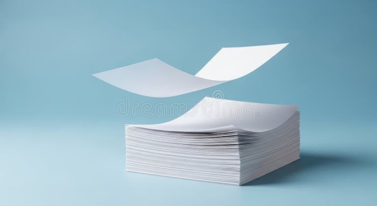 Stack of White Paper with Floating Sheets Stock Illustration ...