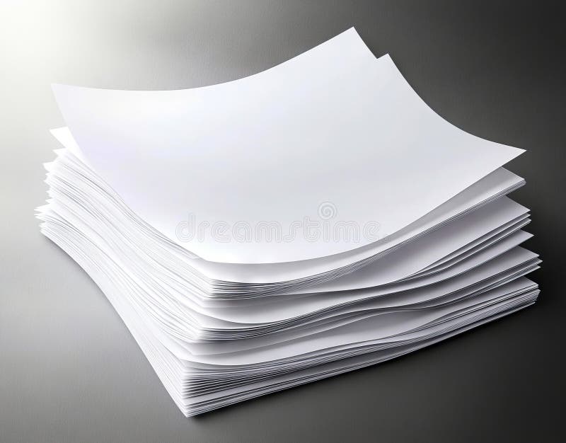 A Stack of White Paper on a Gray Surface Stock Illustration ...
