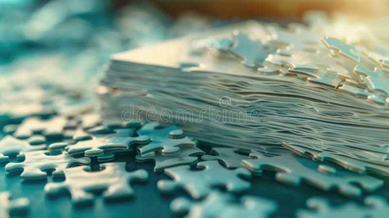 Stack of White Paper with Jigsaw Puzzle on Top Stock Illustration ...