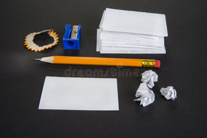 Stack of White Paper Notes with Pencil Stock Photo - Image of blank ...