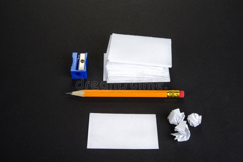 Stack of White Paper Notes with Pencil Stock Image - Image of messy ...