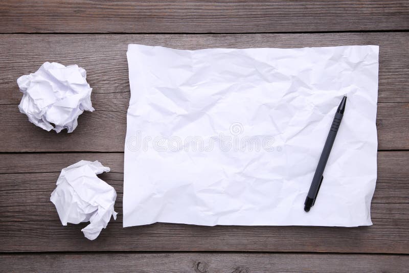 Stack White Paper with Pen on Grey Wooden Background with Clipping Path ...