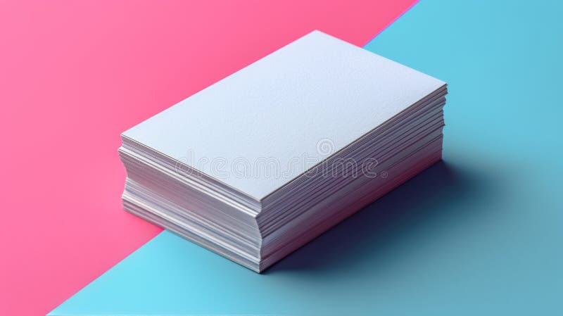 Stack of White Paper on Pink and Blue Background with Sunlight Stock ...