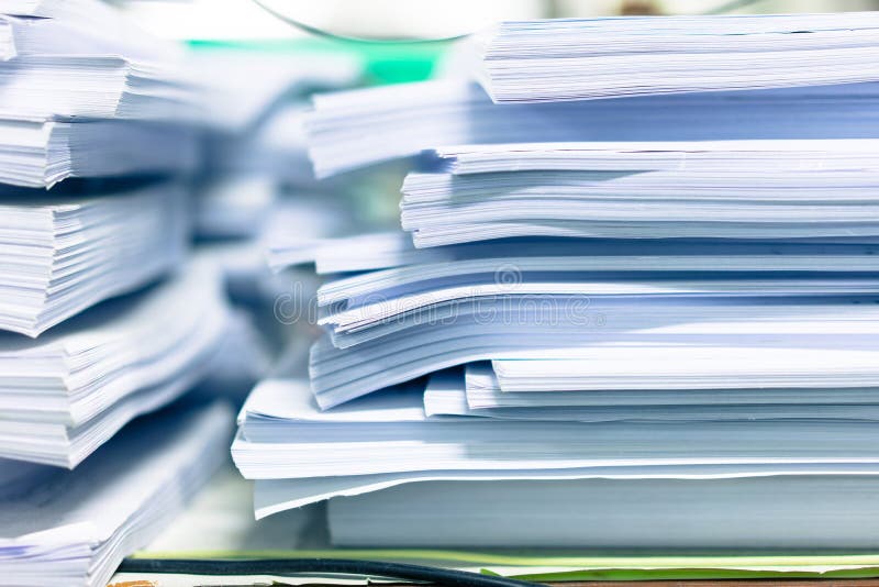 Stack of White Paper Placed in the Office. Stock Image - Image of ...