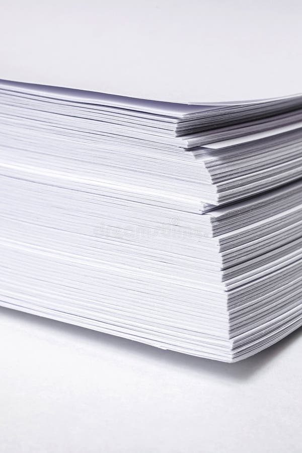 Stack of White Paper for Printer on Gray Background Stock Photo - Image ...