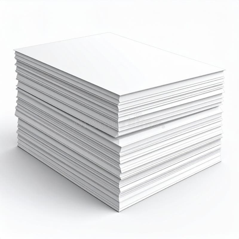 Stack of White Paper Sheets on White Background Stock Illustration ...