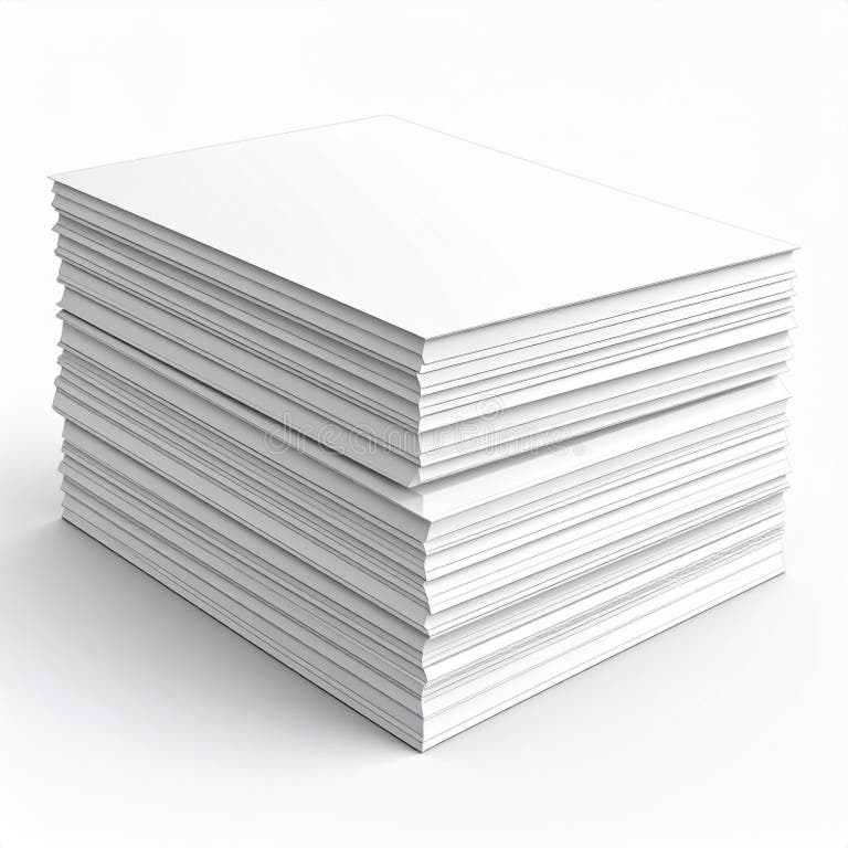Stack of White Paper Sheets on White Background Stock Illustration ...