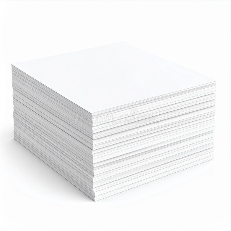 Stack of White Paper Sheets on White Background Stock Illustration - Illustration of blank ...