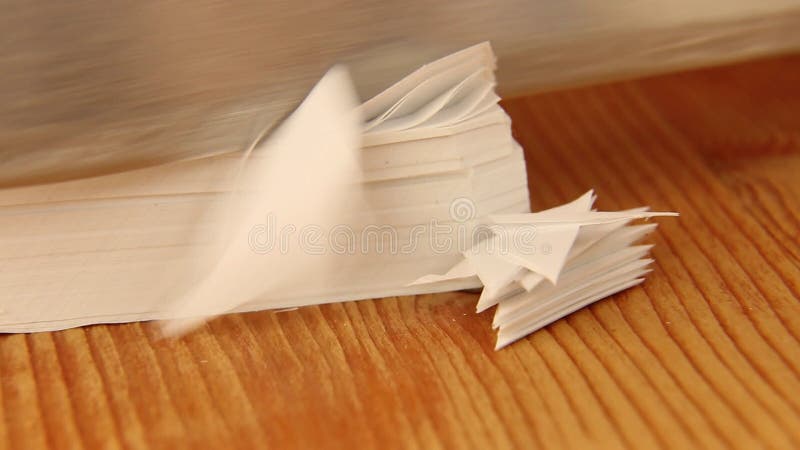 Satisfying ASMR White Paper Cutting on Wooden Surface Stock Video ...
