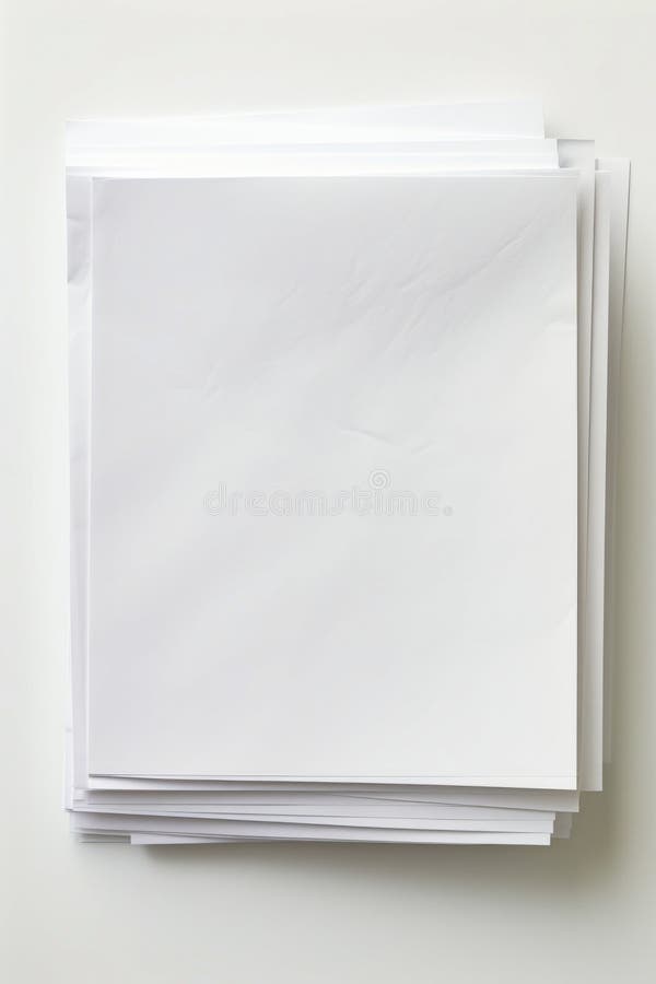 Stack of White Paper Sitting on Top of White Wall. Generative AI Stock ...