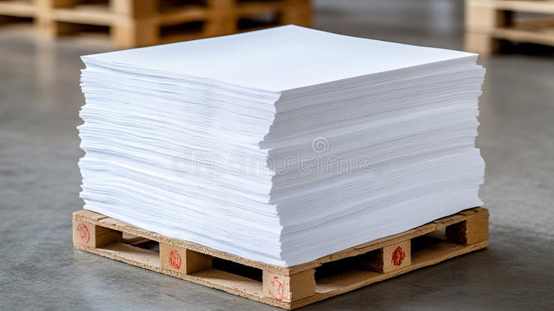 A Stack of White Paper Sitting on Top of a Wooden Pallet Stock Image ...