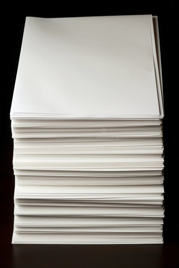 Stack of White Papers on Black Background with Black Background ...