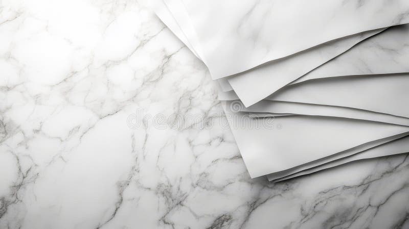Stack of White Papers on Grey Marble Surface Stock Illustration ...