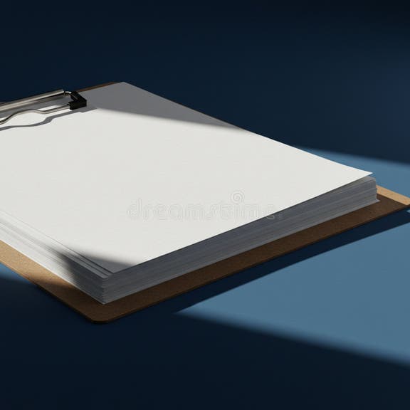 A Stack of White Papers Held by a Clipboard Sits on a Surface. the Papers are Neatly Stock ...