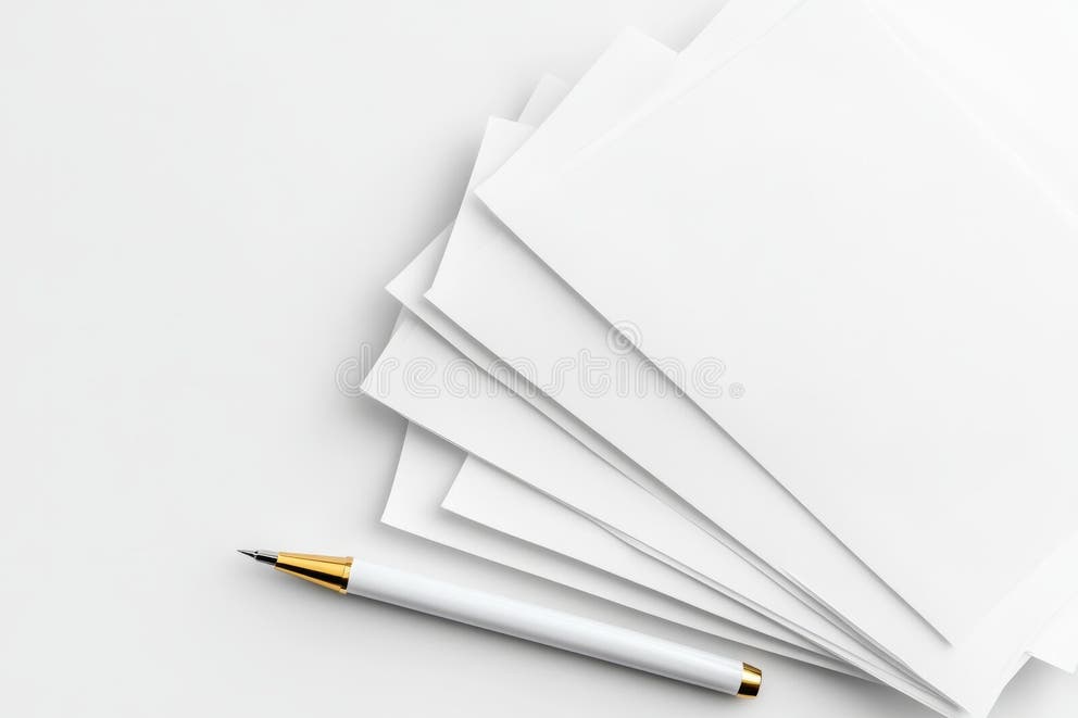 Stack of White Papers with a Pen, Symbolizing Paperwork, Documentation ...