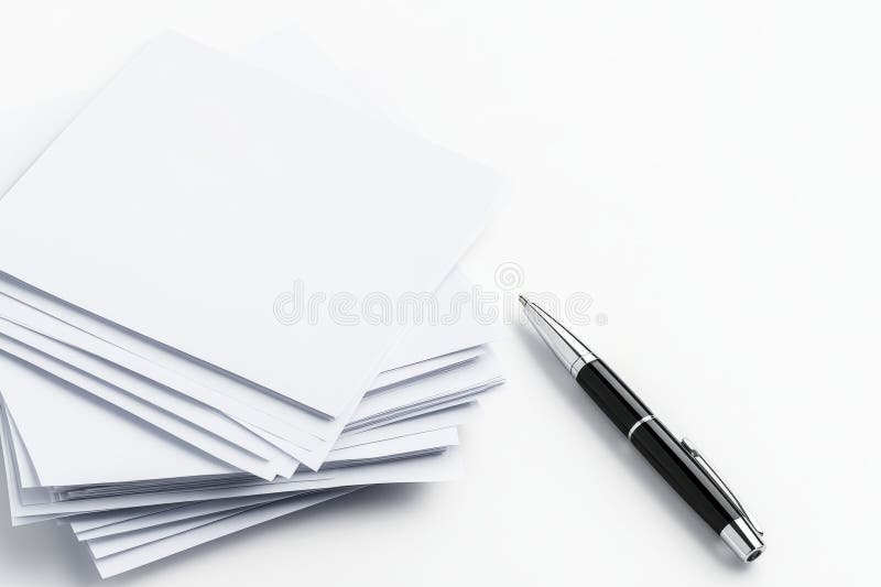 Stack of White Papers with a Pen, Symbolizing Paperwork, Documentation ...