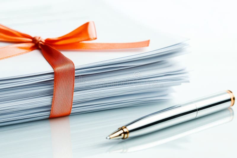 Stack of White Papers with a Pen, Symbolizing Paperwork, Documentation ...