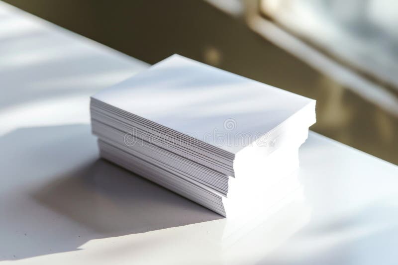 A Stack of White Papers Sits on a Table, Ready for Use Stock Photo ...