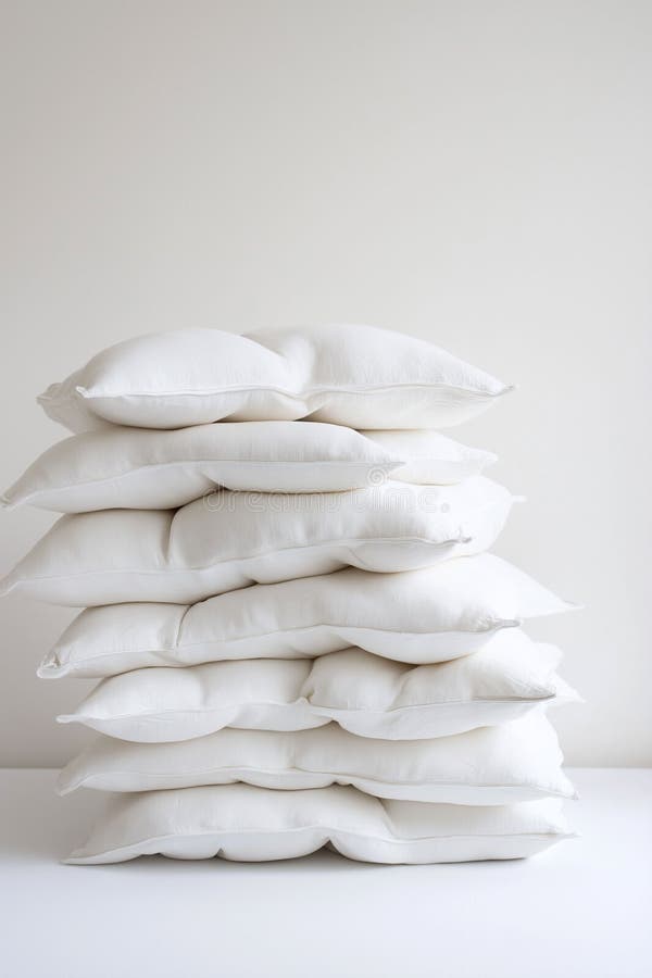 Stack of White Pillows, Hotel Linen, Clean Bedding, Soft Cushions ...