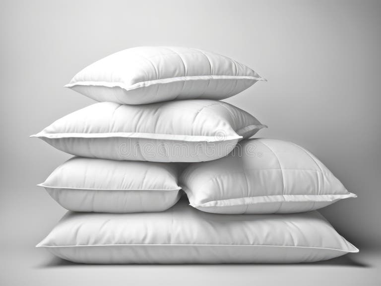 A Stack of White Pillows on a Table Stock Photo - Image of material ...
