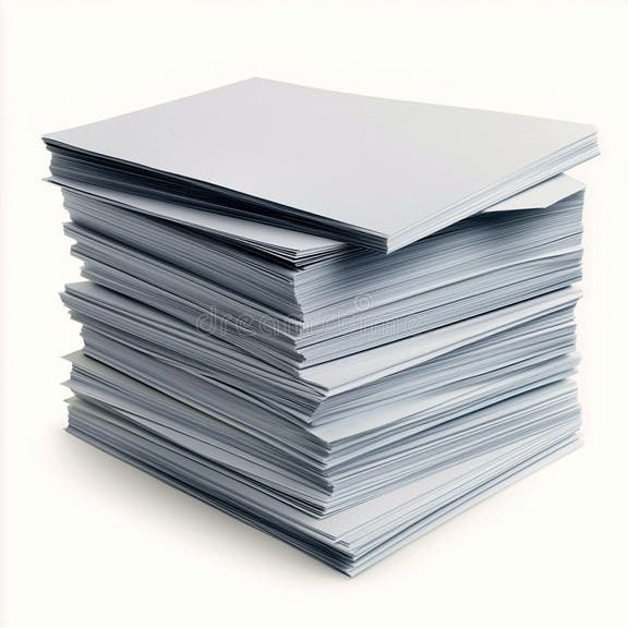 Stack of White Plain Sheets Paper for Printing Documents Office ...