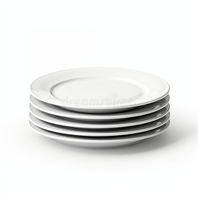Stack of White Plates on a White Background Stock Illustration ...