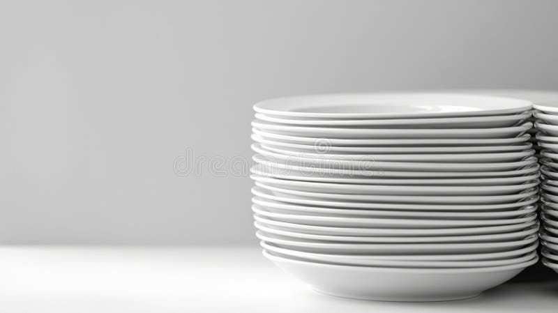 Stack of White Plates on White Background Stock Illustration ...