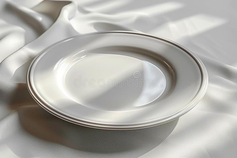 A Stack of White Plates on a White Cloth, Kitchen and Dining Setting ...