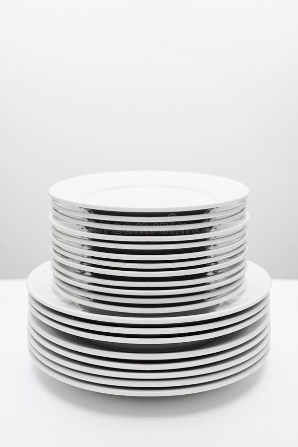 Stack of White Plates Isolated on White Stock Image - Image of ...