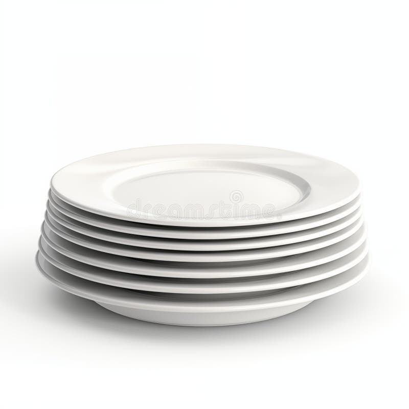 Stack of White Plates Isolated on White Background Stock Illustration ...