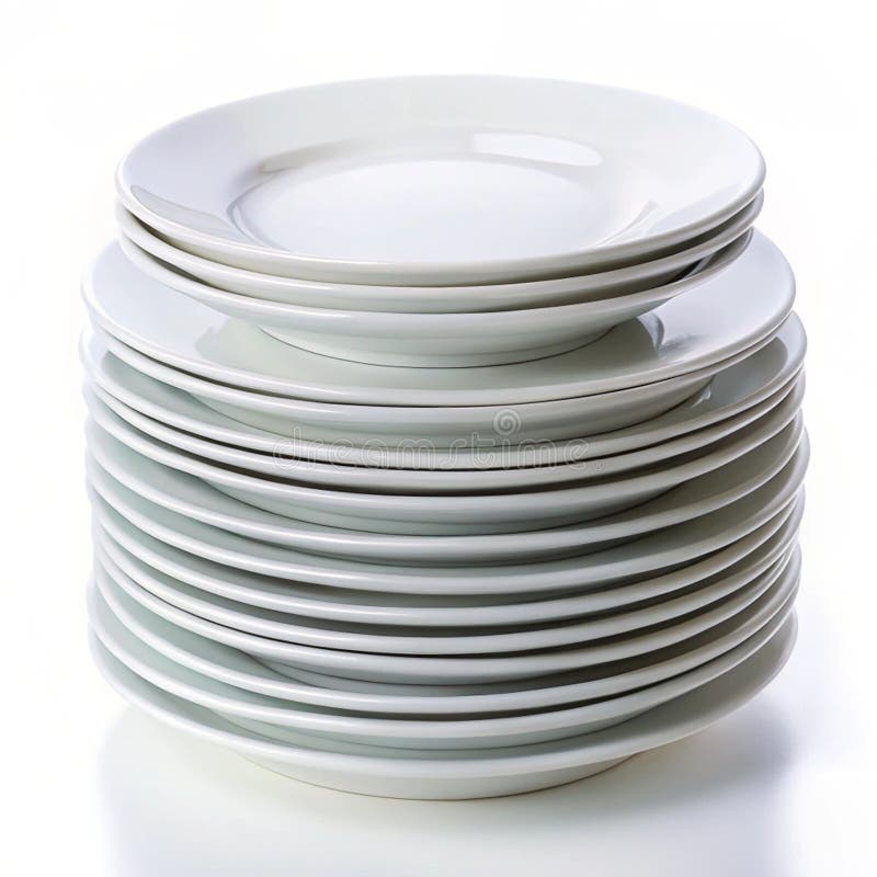 Stack of White Plates Isolated on White Background Stock Illustration ...