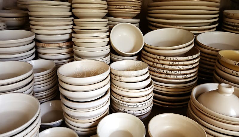 Stack of White Plates Kitchenware Items Generative AI Stock ...