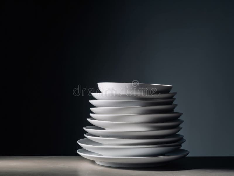 A Stack of White Plates Sitting on Top of a Table. AI Generative Image ...