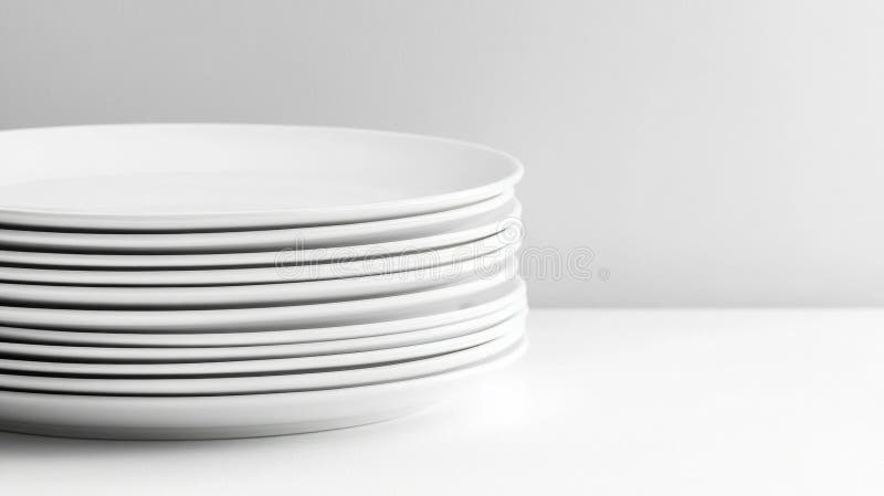Stack of White Plates on White Surface Stock Illustration ...
