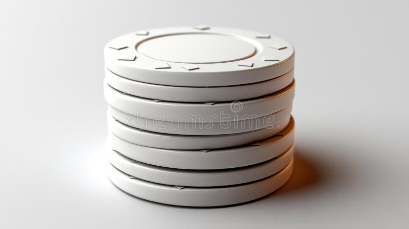Stack of White Poker Chips on White Background Generative AI Stock ...