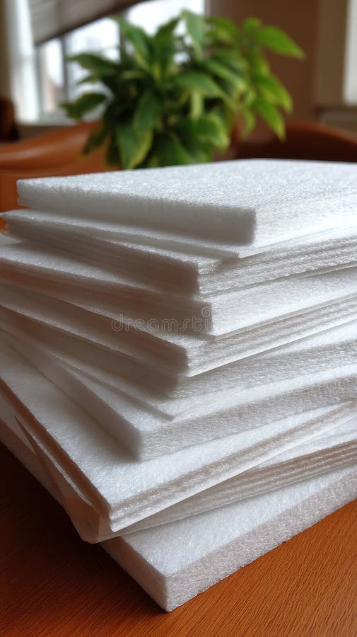 Stack of White Polystyrene Foam Sheets for Packaging Material on Table ...