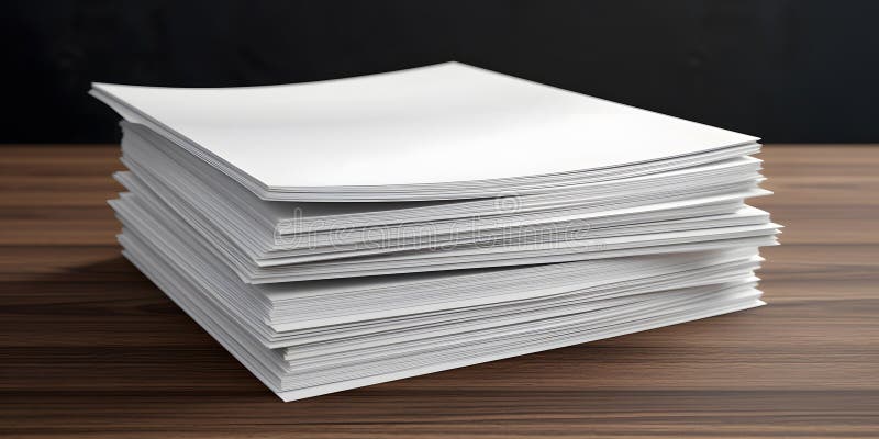 A Stack of White Printer Paper on a Desk Hyper-realistic Created with ...