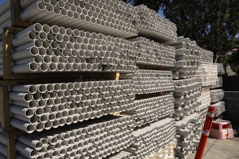 A Stack of White PVC Conduit Pipes. Stock Photo - Image of pattern ...