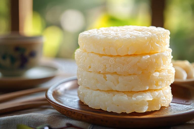 A Stack of White Rice Cakes on a Plate Stock Illustration ...