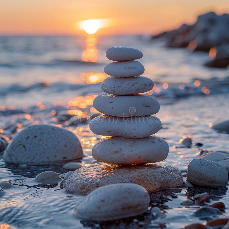 A Stack of White Rocks on a Beach Stock Illustration - Illustration of ...