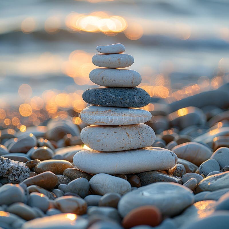 A Stack of White Rocks on a Beach Stock Illustration - Illustration of ...