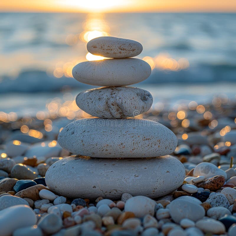 A Stack of White Rocks on a Beach Stock Illustration - Illustration of ...