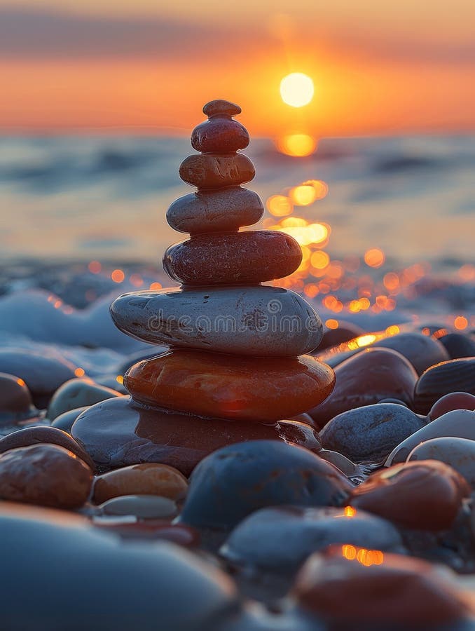 A Stack of White Rocks on a Beach Stock Illustration - Illustration of ...