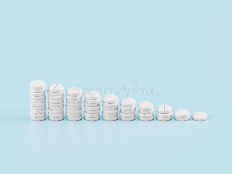 Stack of White Round Pills in the Form of Steps on a Blue Background ...