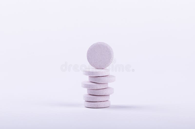 Stack of White Round Tablets Isolated on White Background Stock Image ...