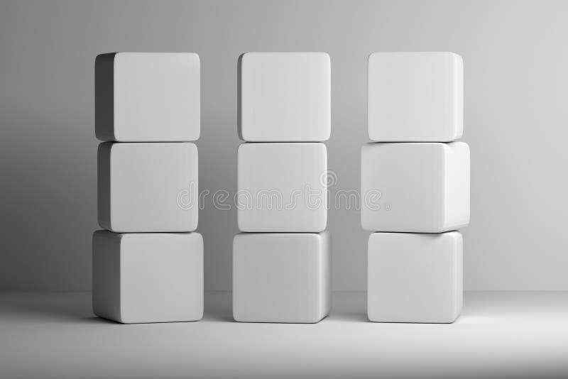 Stack of White Rounded Cubes on White Background Stock Illustration ...