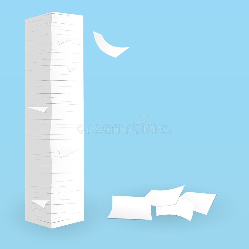 Stack of White Sheets Paper Flying in Blue Room on Floor Stock Vector ...