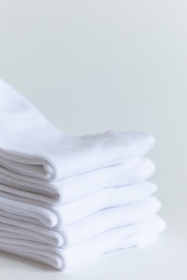 A Stack of White Socks on a White Background Stock Photo - Image of ...